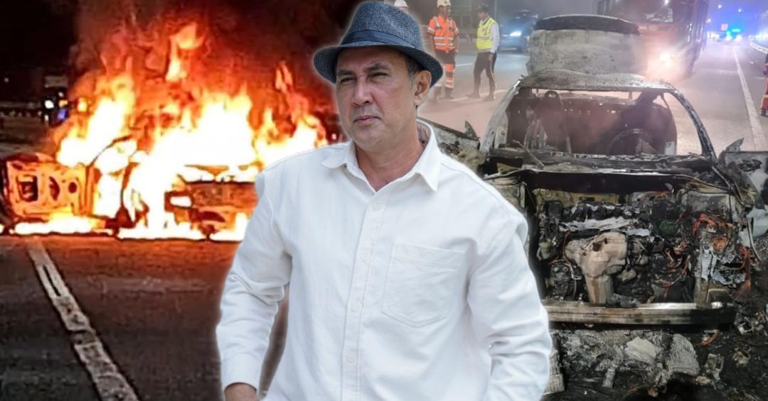 Kereta pelakon Roy Azman rentung dijilat api